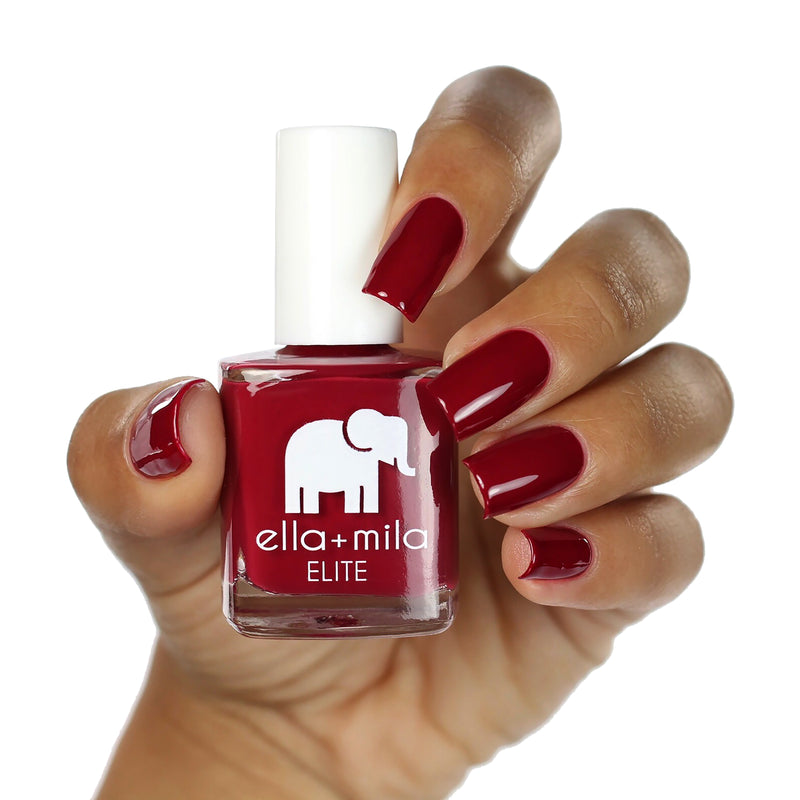 Deep ruby red nail polish - Naughty Not Nice - ella+mila